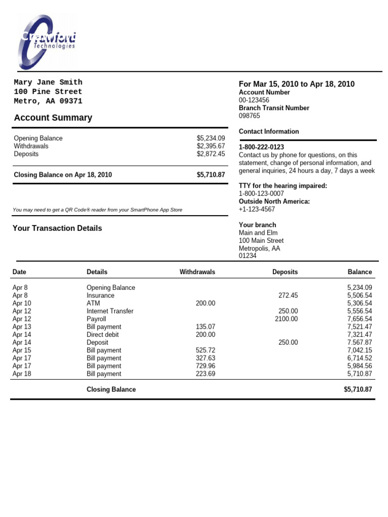 Bank Statement Template 09 | PDF | Banks | Debit Card