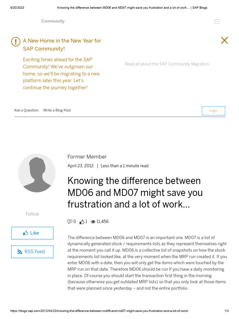 Knowing The Difference Between MD06 and MD07 Might Save You Frustration and A Lot of Work - SAP ...