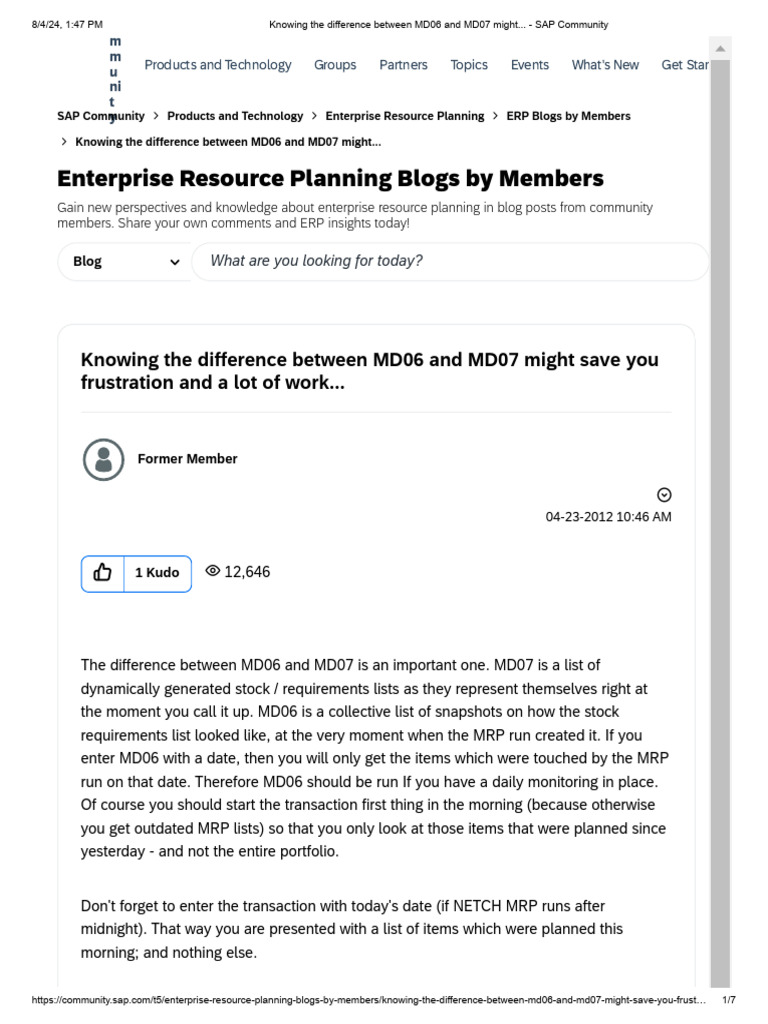 MD06 vs MD07: Key Differences Explained | PDF | Enterprise Resource ...