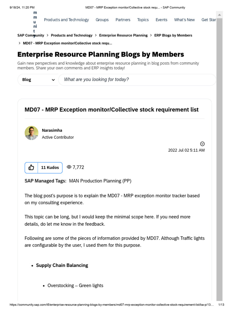 MD07 MRP Exception Monitor Overview | PDF | Enterprise Resource ...