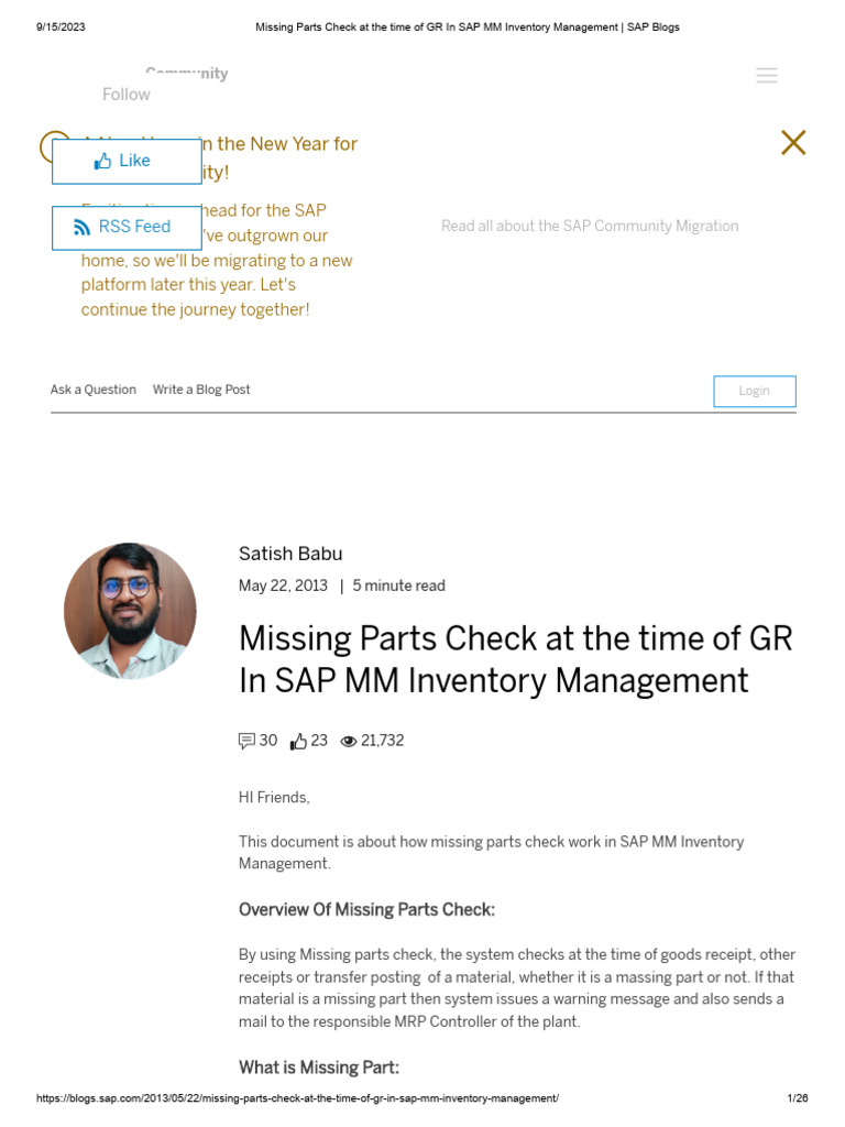 Missing Parts Check in SAP MM | PDF | Supply Chain Management