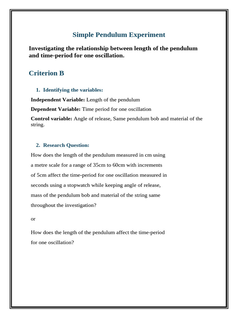 Simple Pendulum Experiment - Lab Report | PDF | Pendulum | Mechanics