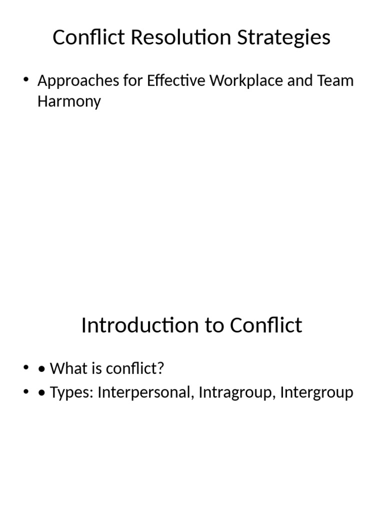Conflict Resolution Strategies | PDF