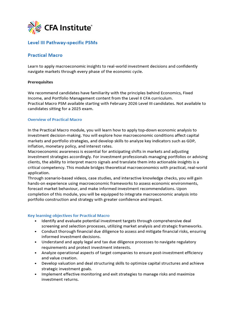 CFA Practical Skills Modules 2026-27 16 | PDF | Macroeconomics | Economics