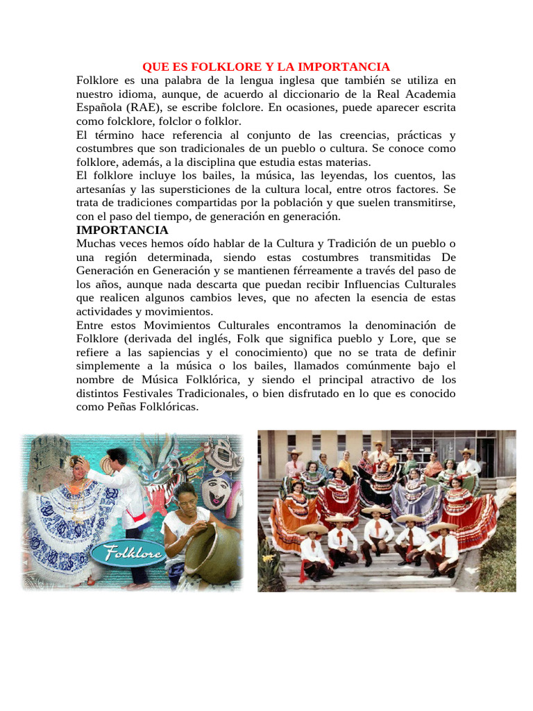 Definición e Importancia del Folklore | PDF