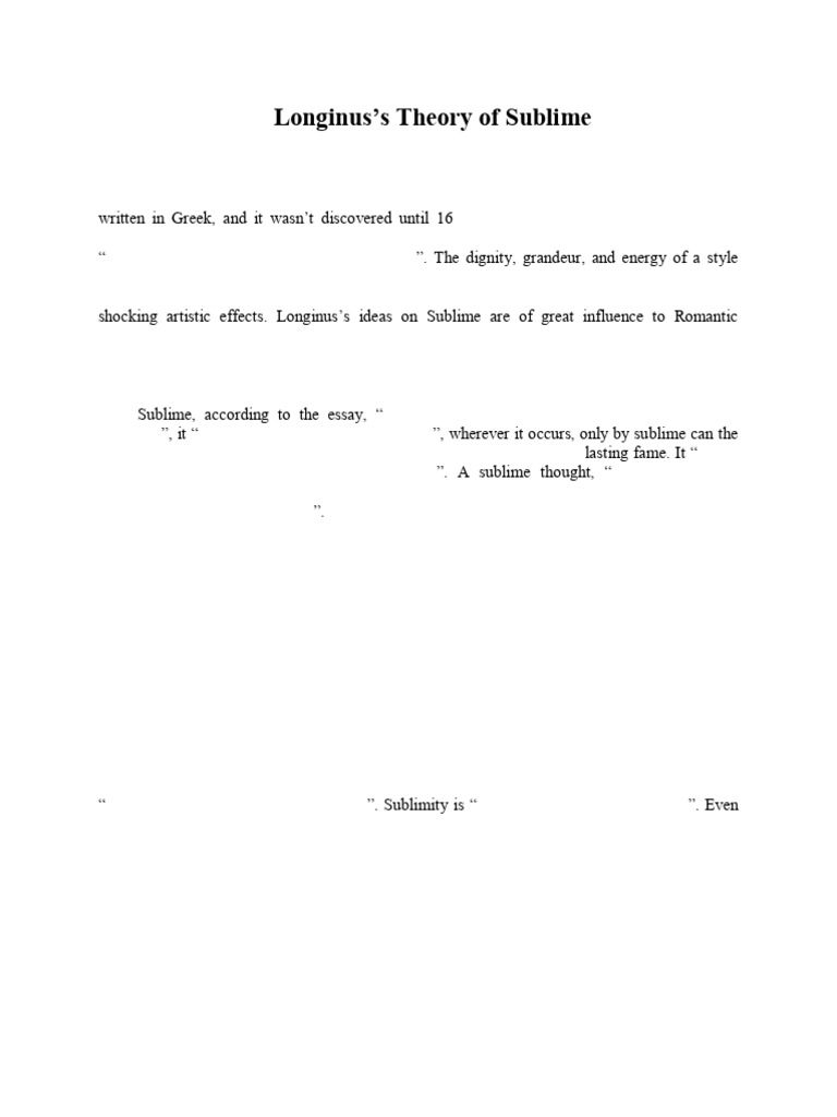Longinus's Theory of Sublime | PDF