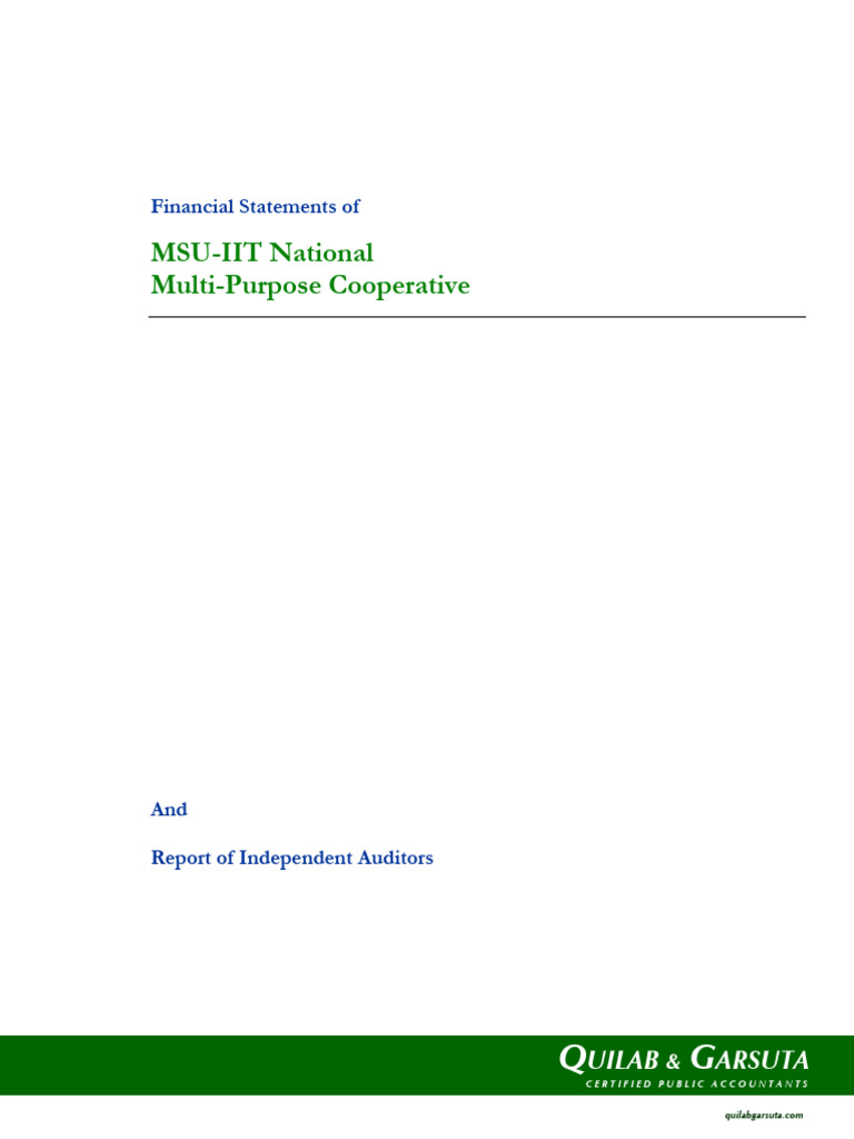 MSU-IIT Coop Financial Audit Report 2024 | PDF | Audit | International ...