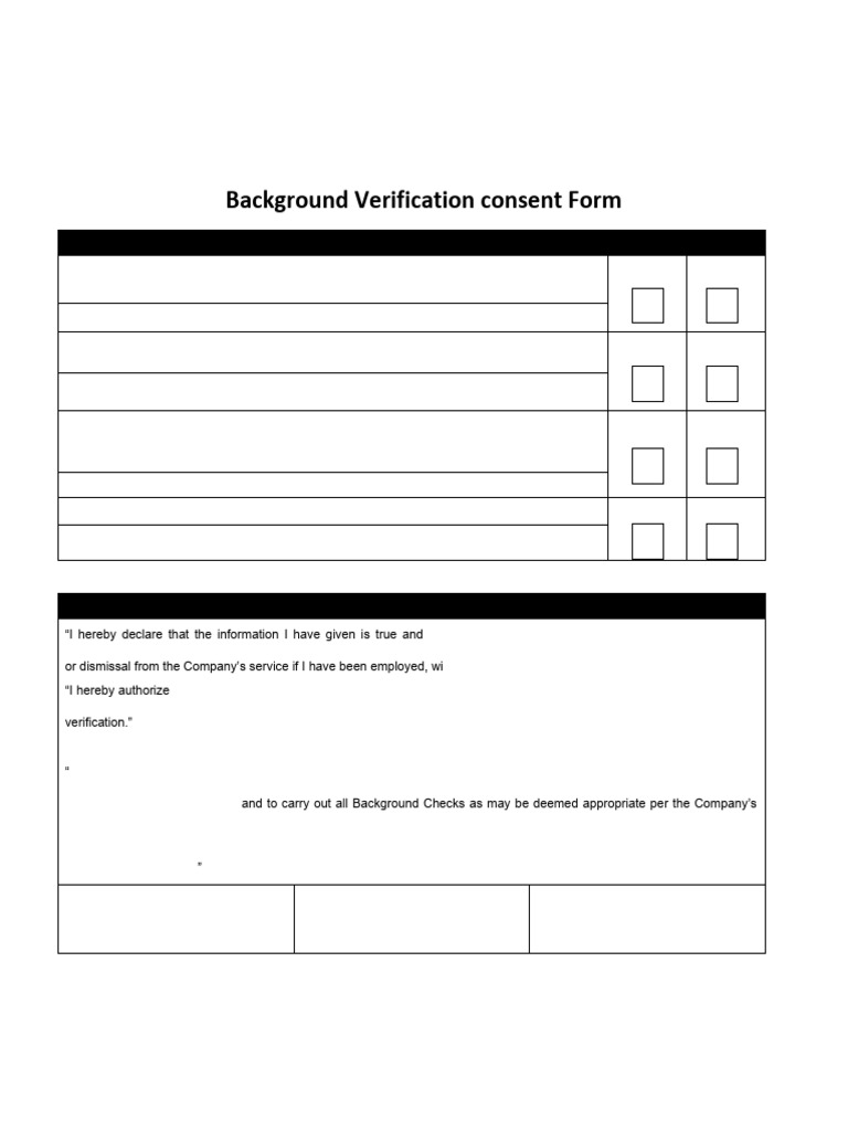 Background Verification Consent Form | PDF | Background Check | Crimes