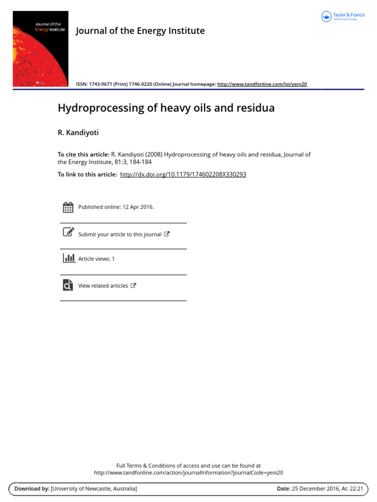 Hydroprocessing Heavy Oils Overview | PDF | Petroleum | Oil Refinery