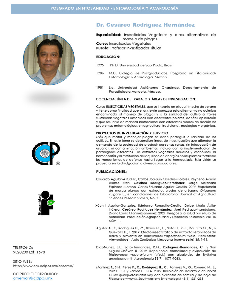 CVU RESUEMN Dr. Cesáreo Rodríguez Hernández | PDF