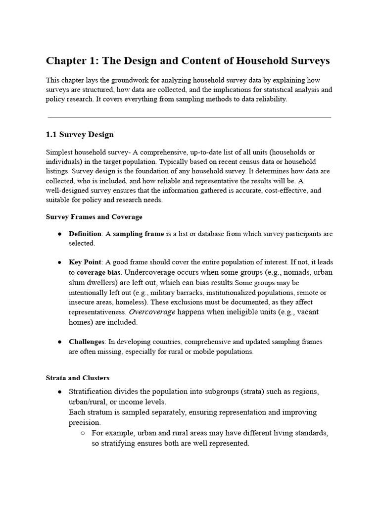 Analysis of Household Survey | PDF | Sampling (Statistics) | Survey Methodology