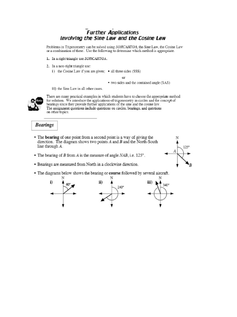 Applications With Sine and Cosine Laws | PDF