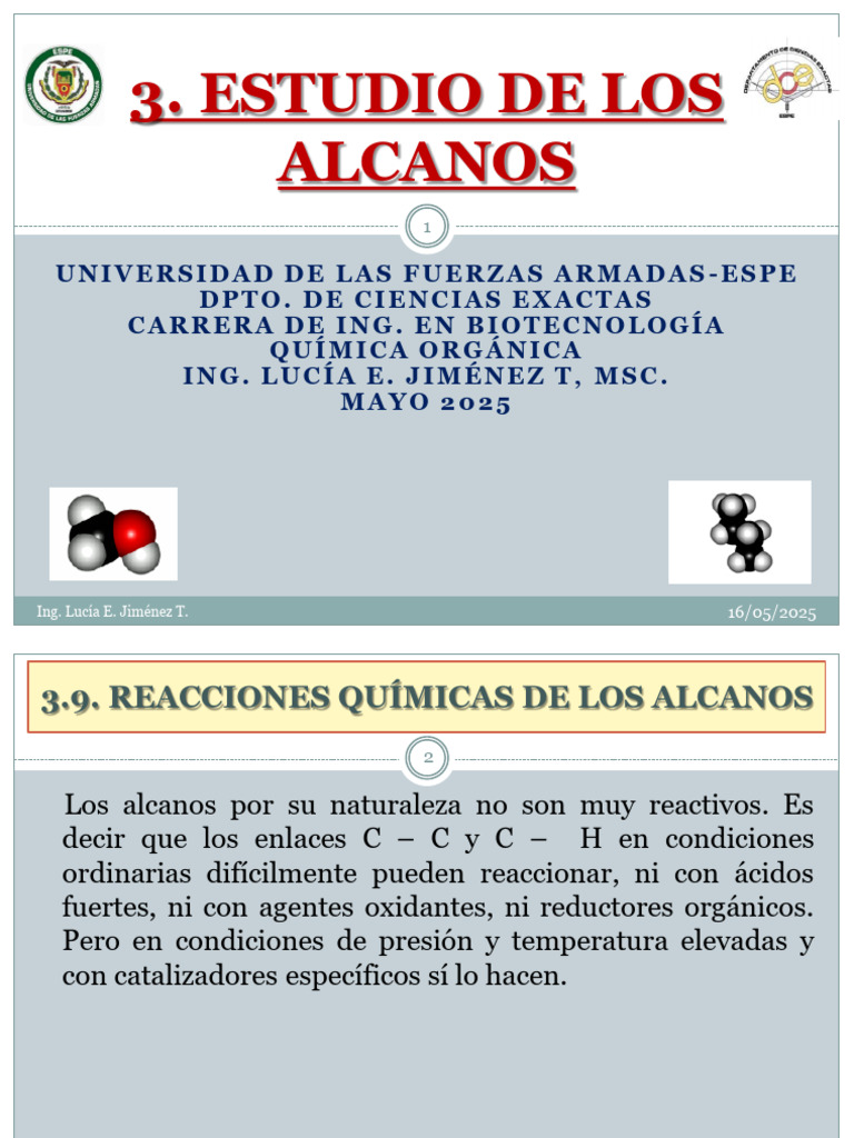 Reacciones Químicas de los Alcanos | PDF | Combustión | Alcano