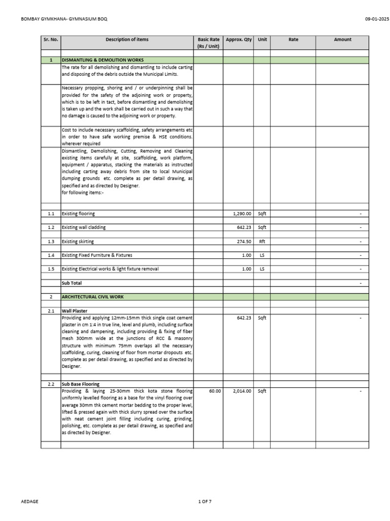 BOQ For The UFC Interior Renovation Project | PDF | Paint | Plywood