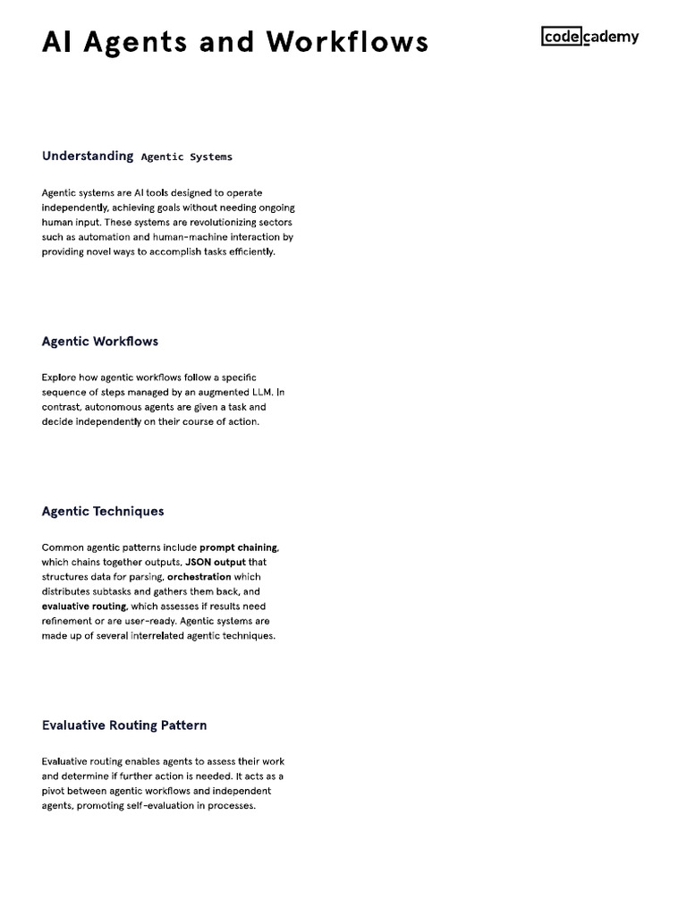 AI Agents and Workflows Cheatsheet - Viewer Page - Infosys Springboard ...