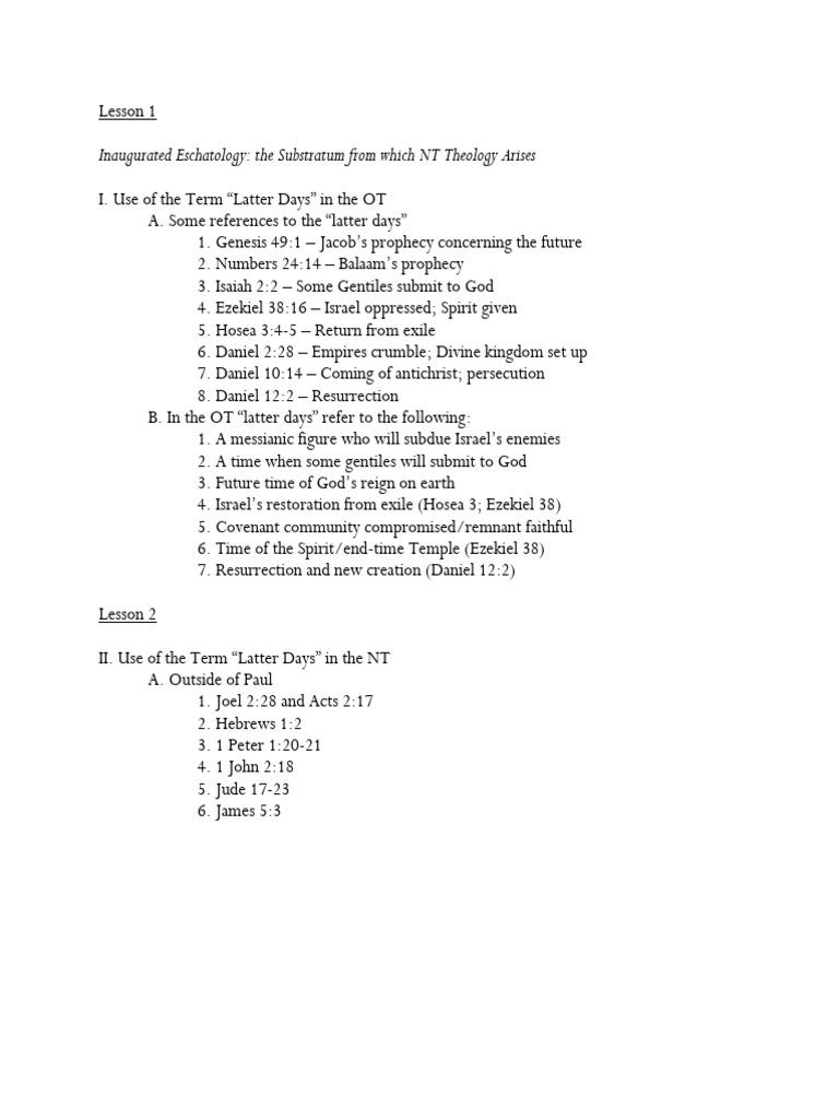 Biblical Theology Outline Beale 1 | PDF | Justification (Theology) | Jesus