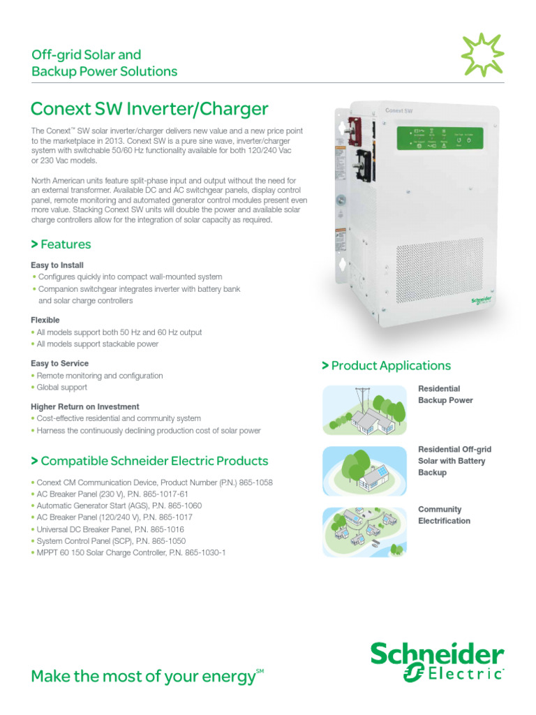 Conext SW Sell Sheet 113315 | PDF | Power Inverter | Alternating Current