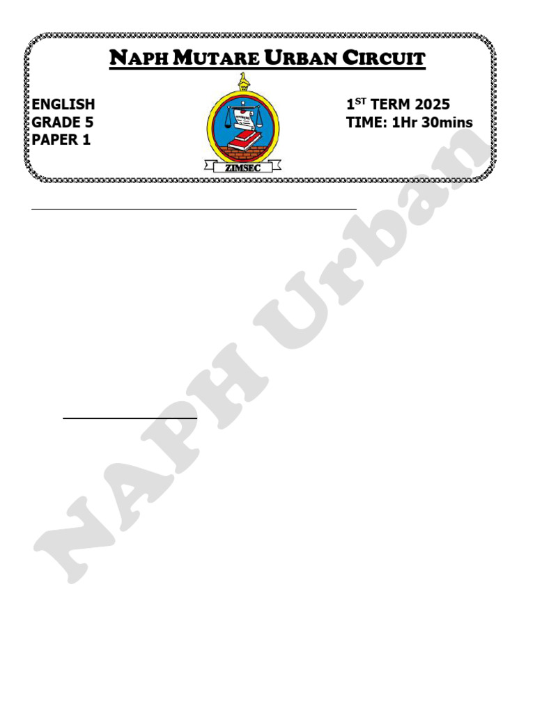 NAPH Questions & Answers GR 5 - GR 7 1st Term 2025 | PDF | Diarrhea | Truck