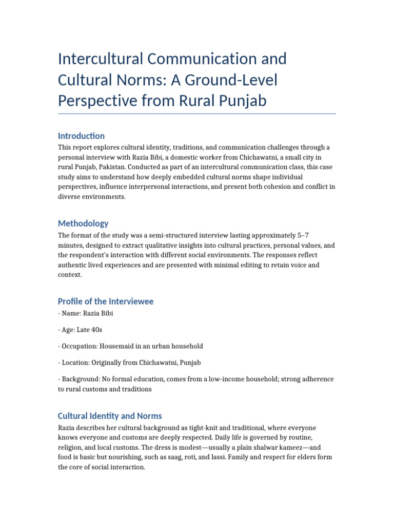 Razia Bibi Culture Report | PDF | Cross Cultural Communication | Communication