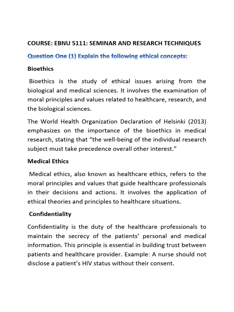 Seminar and Research Techniques | PDF | Medical Ethics | Informed Consent