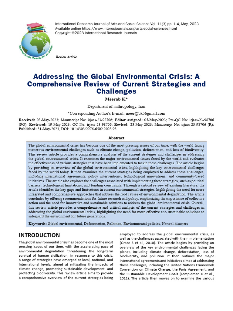 Strategies for Addressing Environmental Crisis | PDF | Climate Change ...