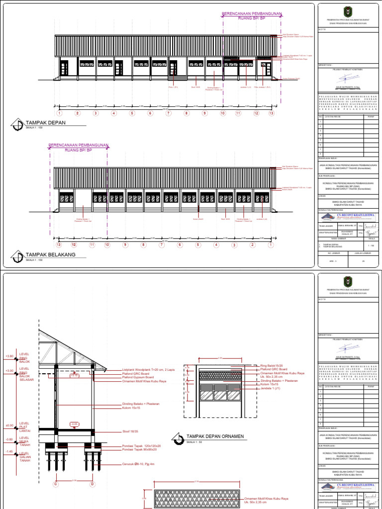 Detai Ornamen Ruang BK Dan Ruang Lab Penambahan Gambar | PDF
