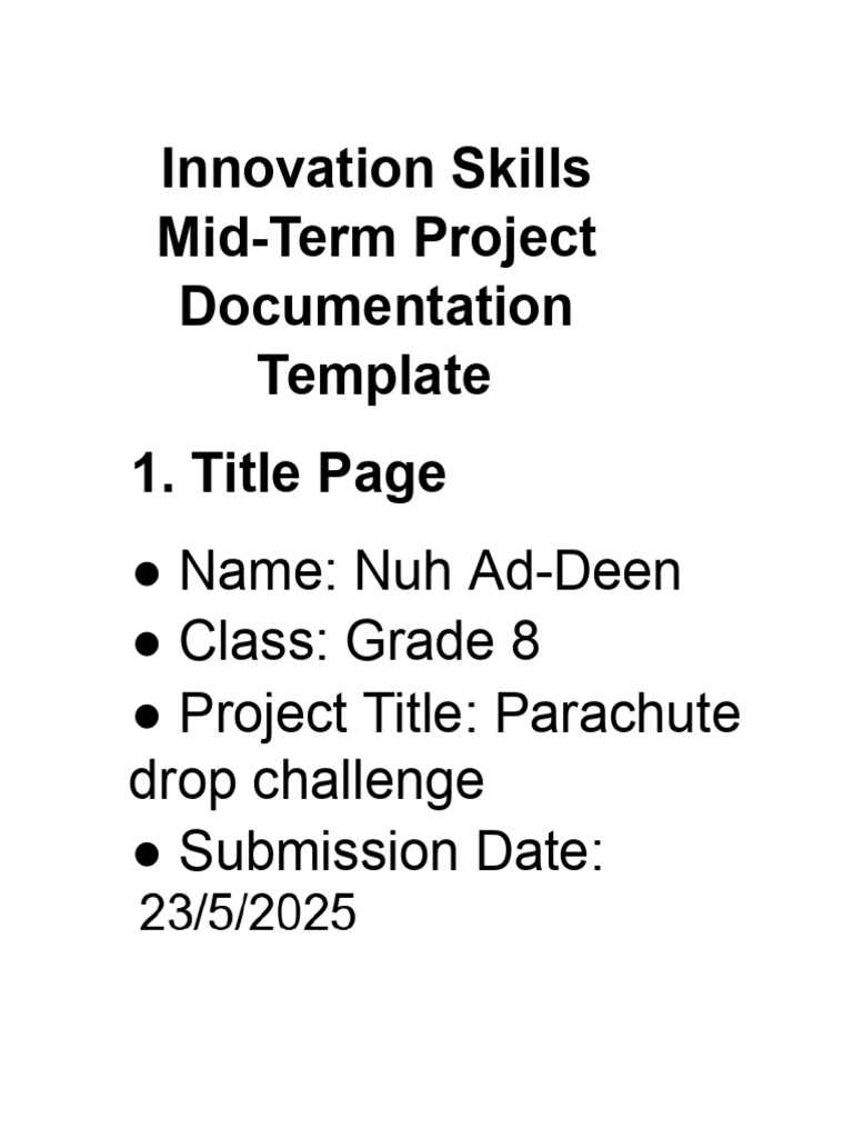 Innovation Skills Mid-Term Project Documentation Template (1)Idk (1) | PDF