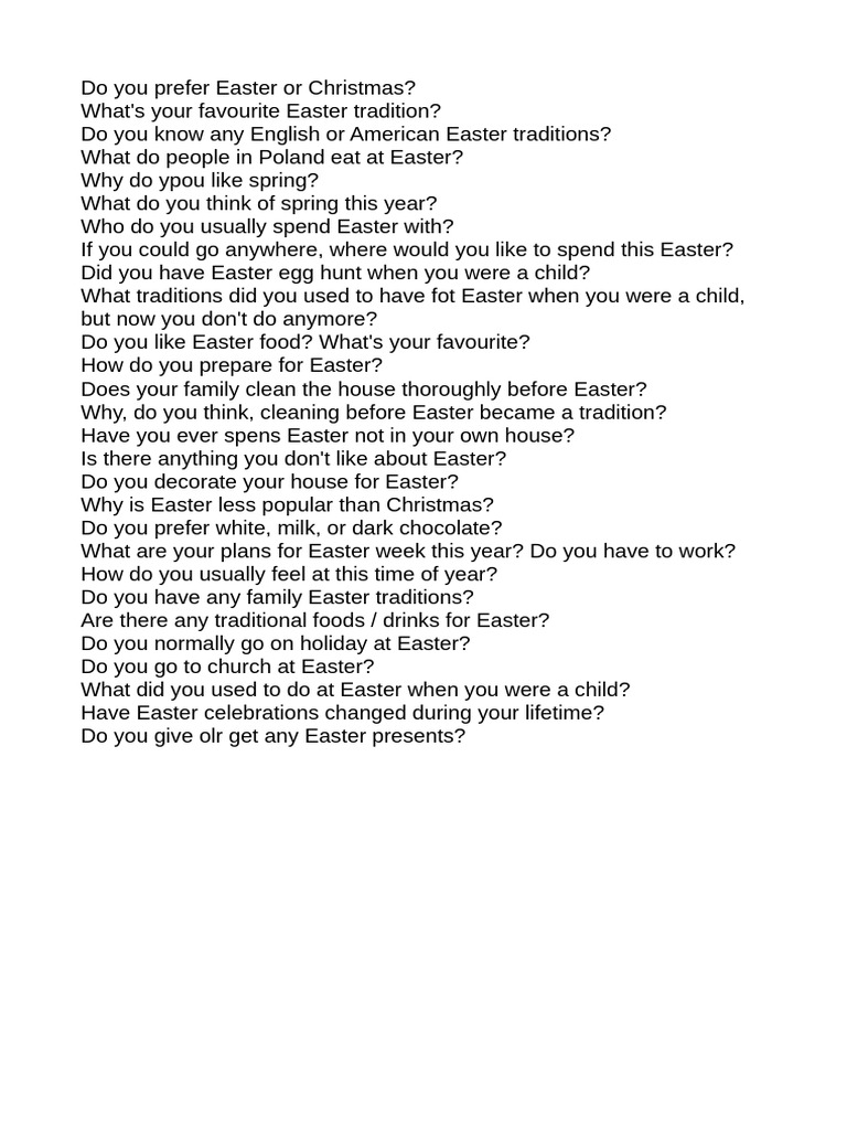 Easter Questions | PDF