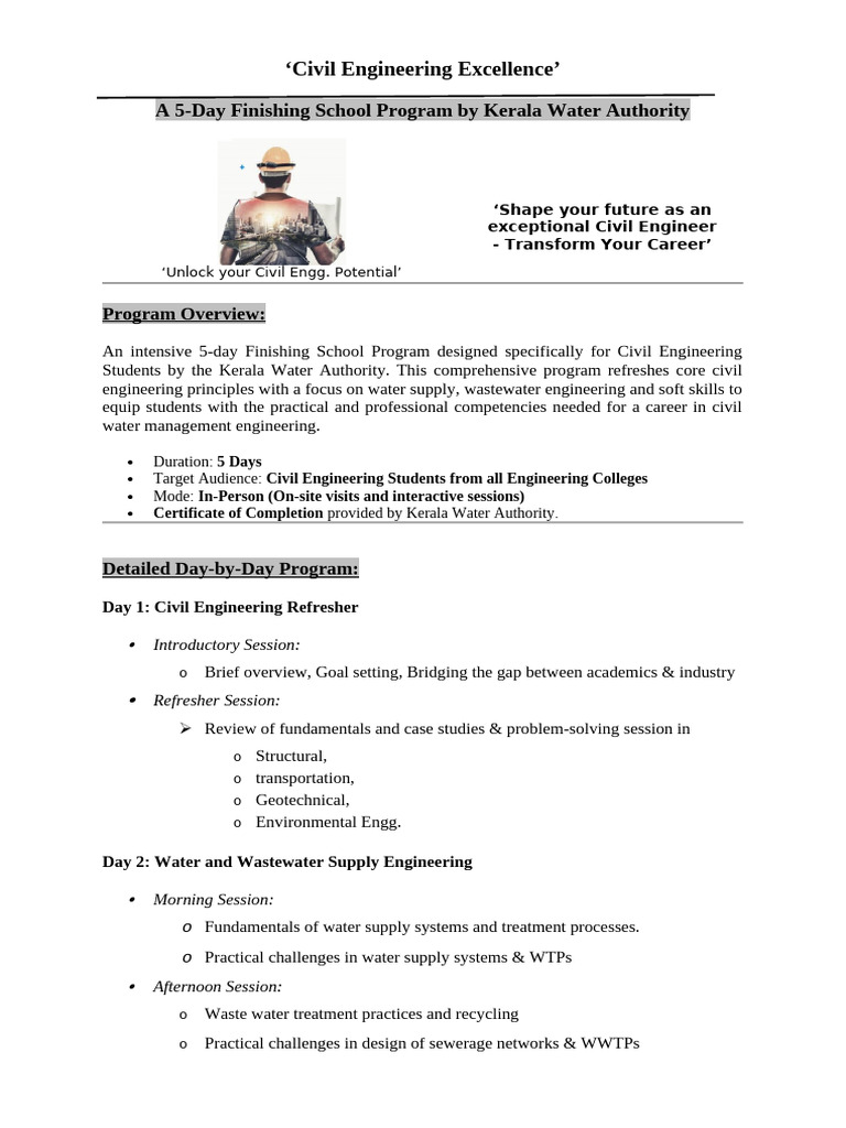 Civil Engineering Finishing School Program | PDF | Civil Engineering ...