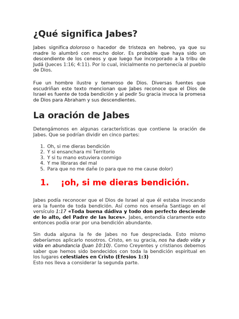 Significado de Jabes en la Biblia | PDF | Oración | Cristo (título)