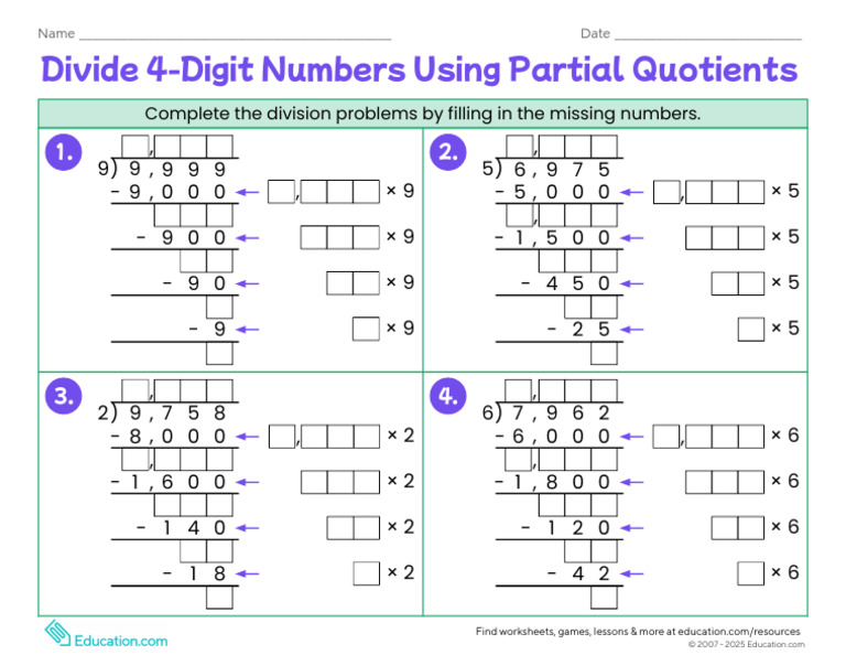 Dividing 4-Digit Numbers Guide | PDF