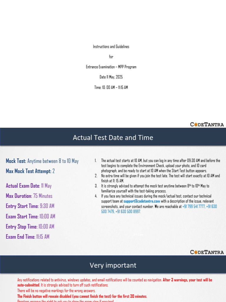 MPP Program Entrance Exam Guidelines | PDF | Desktop Computer | Laptop