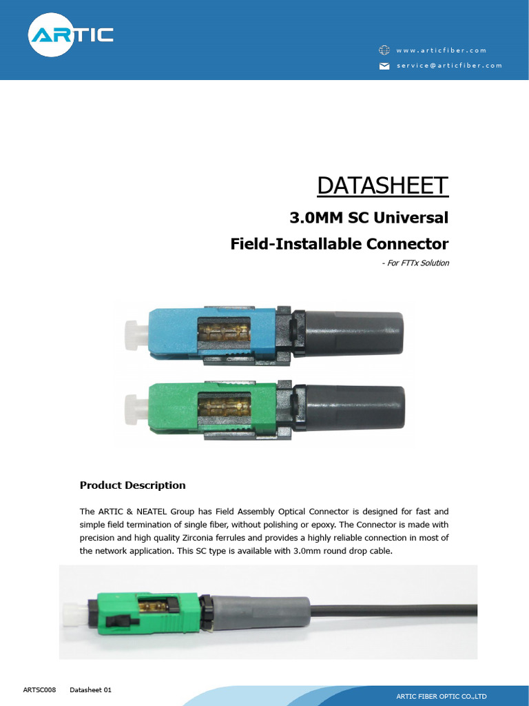 3.0MM SC Field-Installable Connector | PDF | Optical Fiber | Fiber To The X