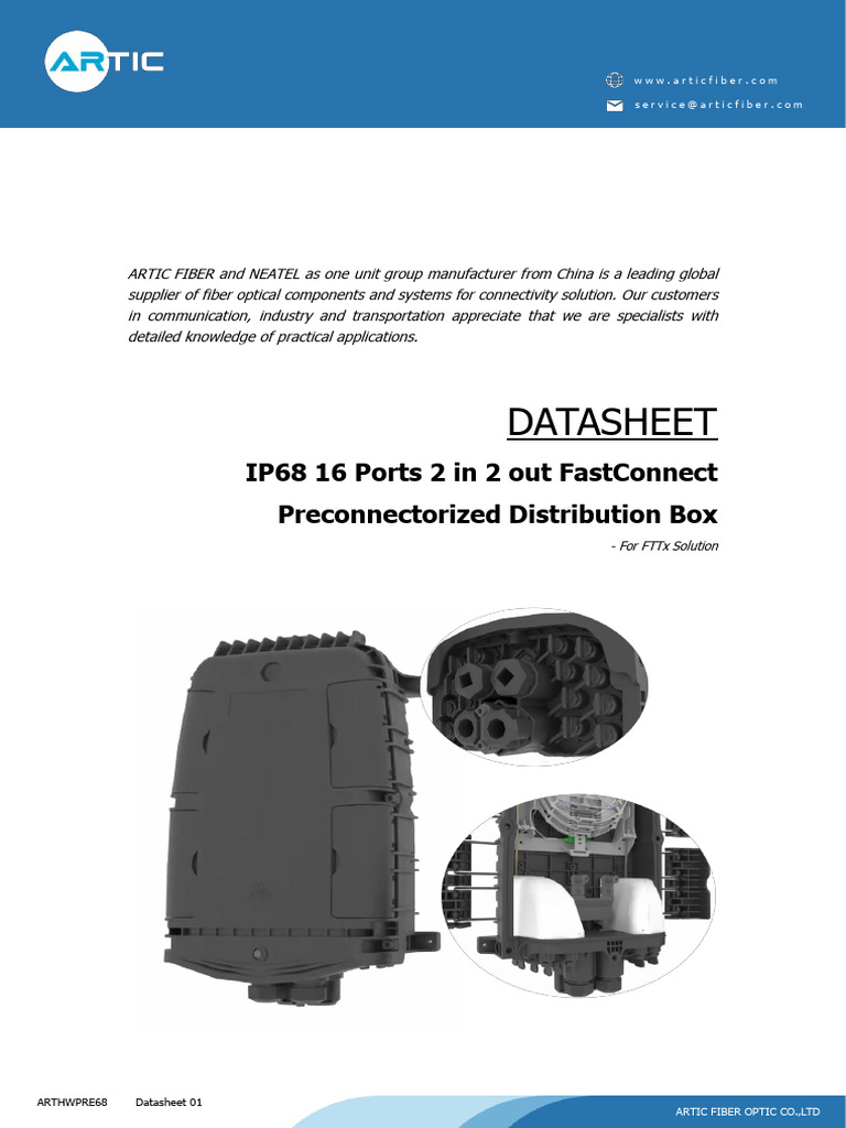 ARTHWPRE68 - IP68 16 Ports 2 in 2 Out FastConnect Preconnectorized Distribution Box | PDF ...