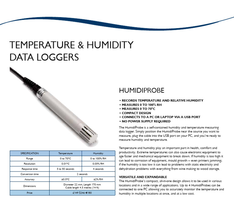 HumidiProbe: Compact Temp & Humidity Logger | PDF | Humidity | Personal ...