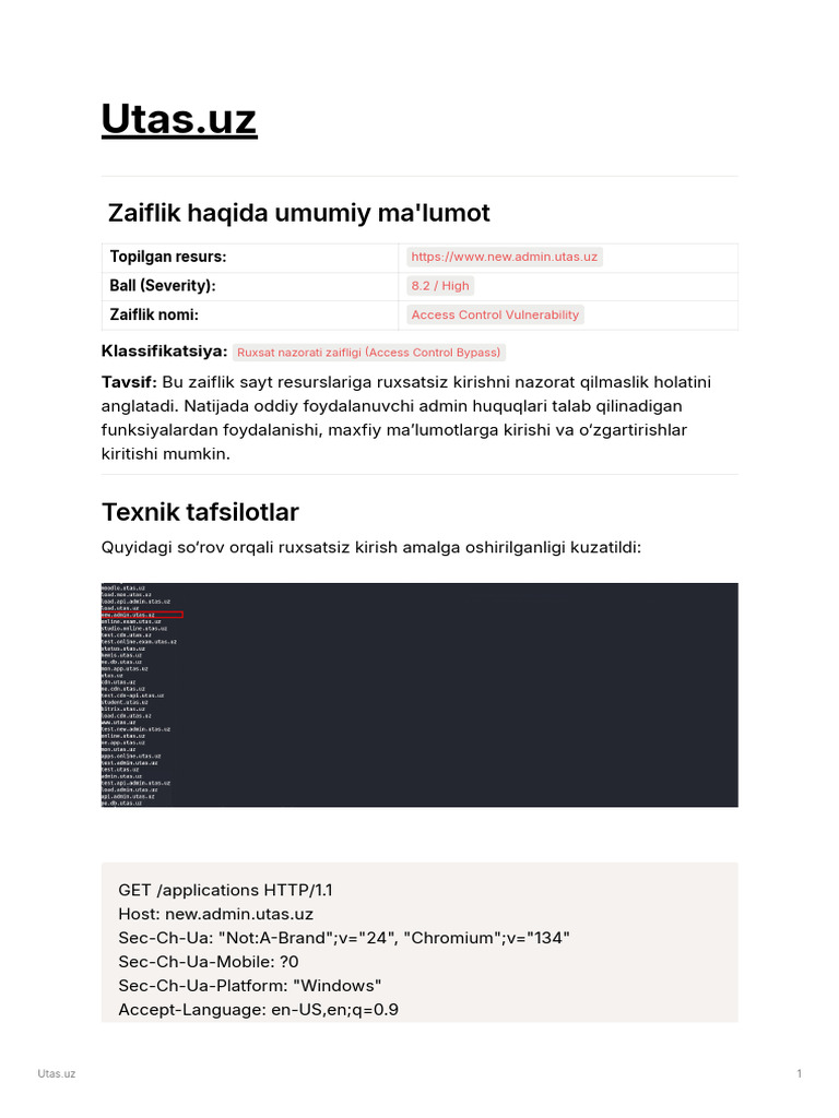 Utas - Uz: Zaiflik Haqida Umumiy Ma'lumot | PDF