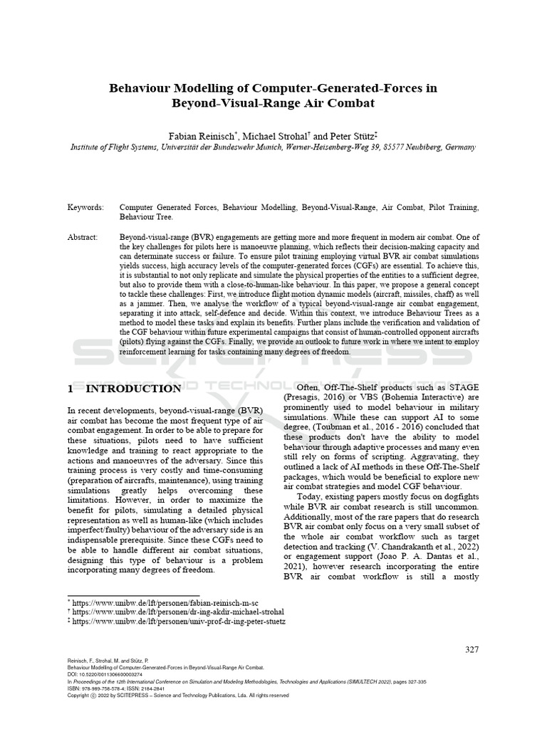 Behaviour Modelling of Computer-Generated-Forces in Beyond-Visual-Range ...