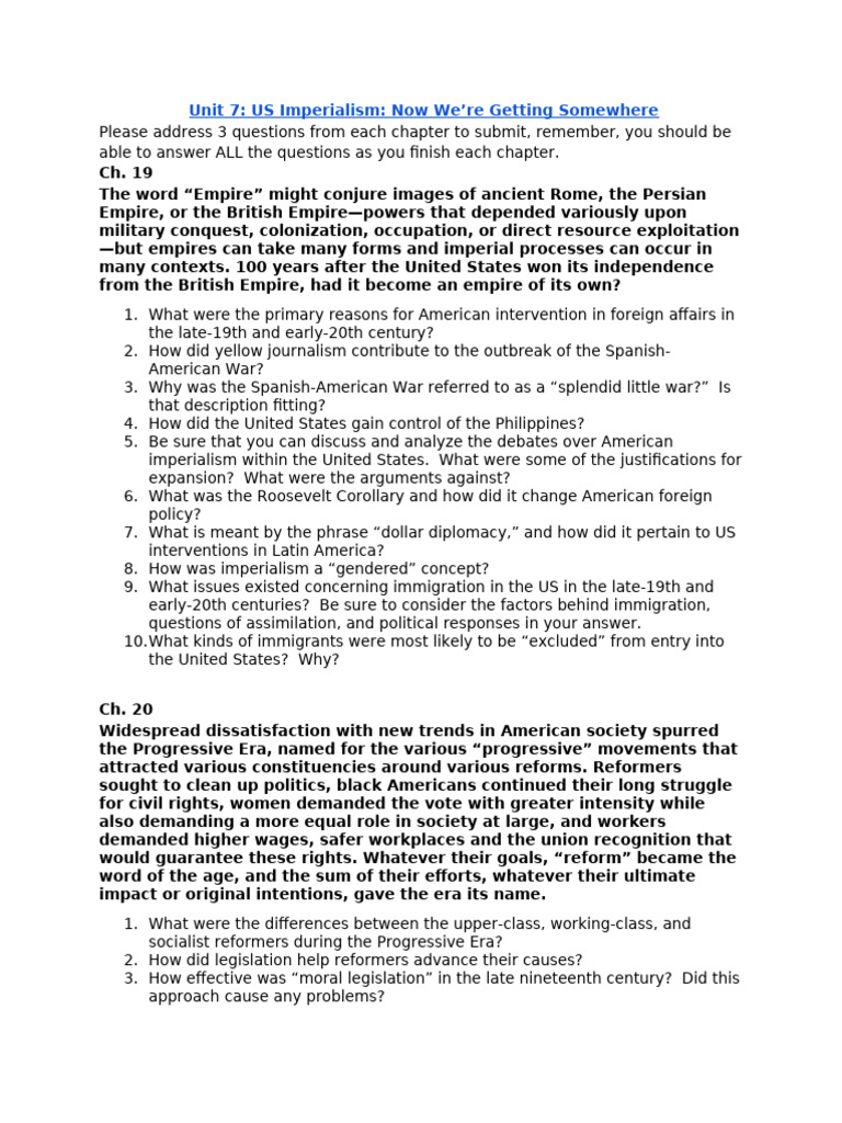 Unit 7 - US Imperialism - Now We'Re Getting Somewhere | PDF ...