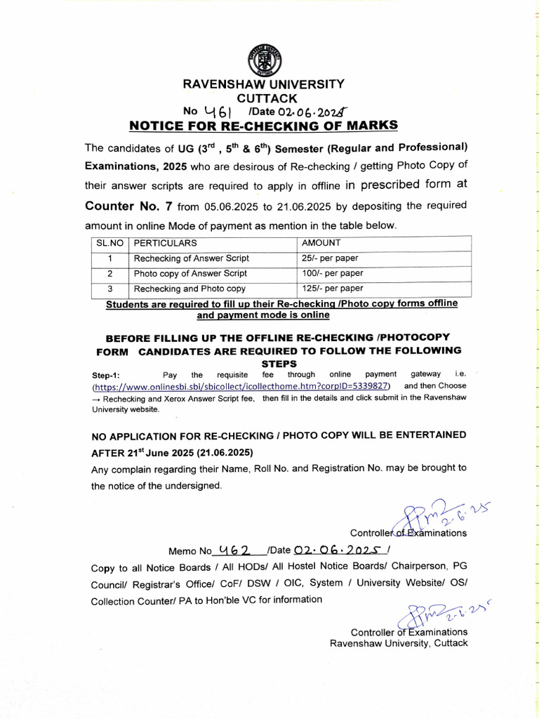 Notice for Re-checking of Answer Scripts of Ug (3rd,5th & 6th ...