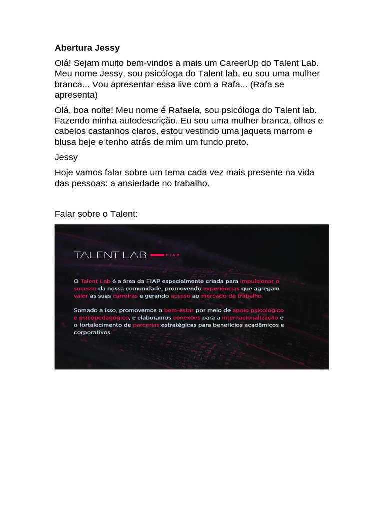 Roteiro Live Ansiedade Atualizada 1 | PDF | Ansiedade | Estresse (Biologia)