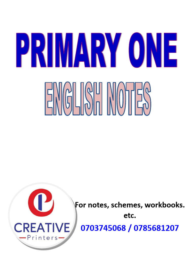 Primary One English Notes Term I-III 2024 | PDF | Plural | Grammatical ...