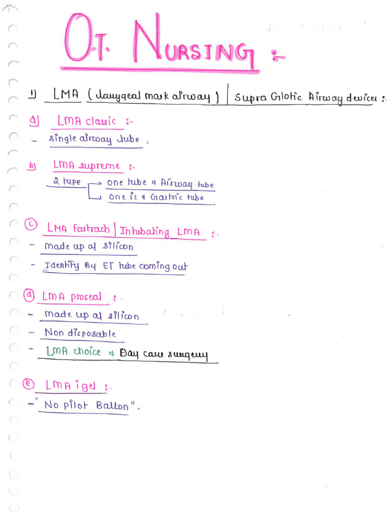 (Hand Written Notes) Ot Nursing (1) PDF | PDF