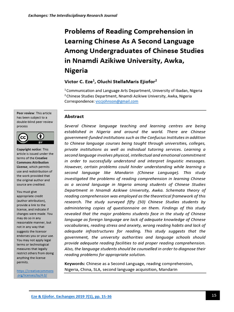 Problems of Reading Comprehension in Lea | PDF | Second Language | Reading Comprehension