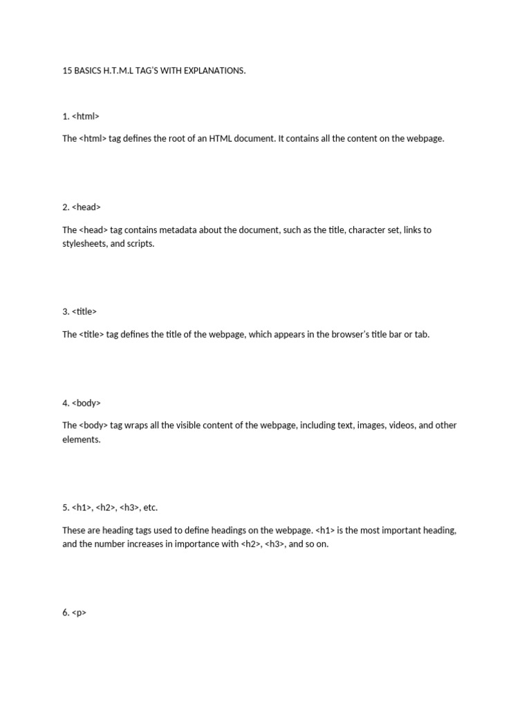 15 BASICS H.T.M-WPS Office | PDF