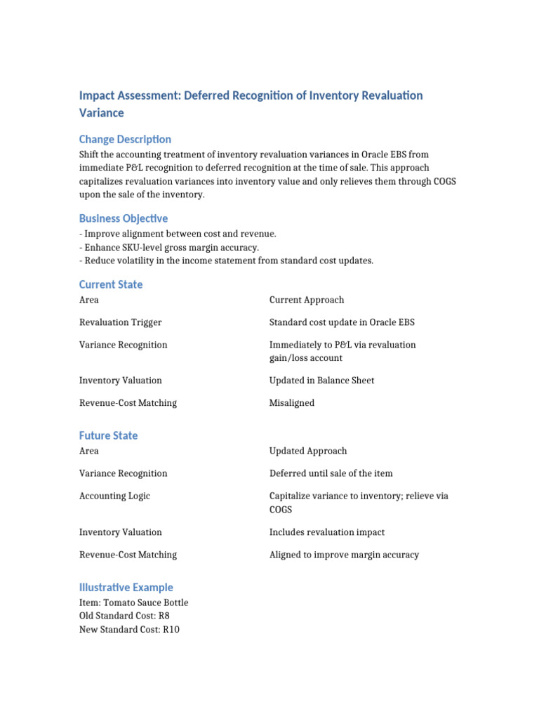 Deferred Inventory Revaluation Impact Assessment | PDF | Income ...