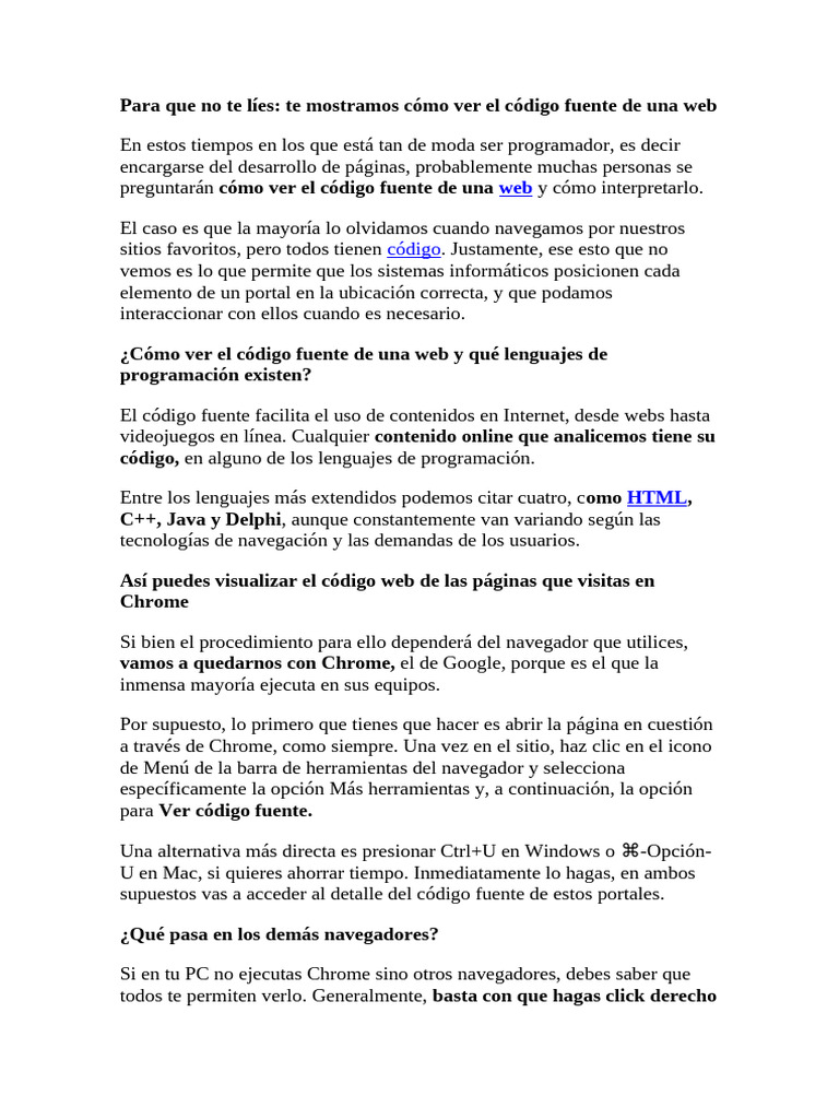 Cómo ver el código fuente de una web | PDF | Red mundial | Internet y web