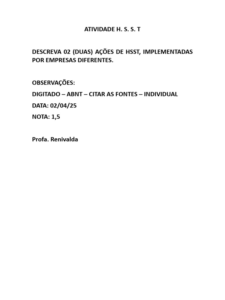 Atividade HSST | PDF