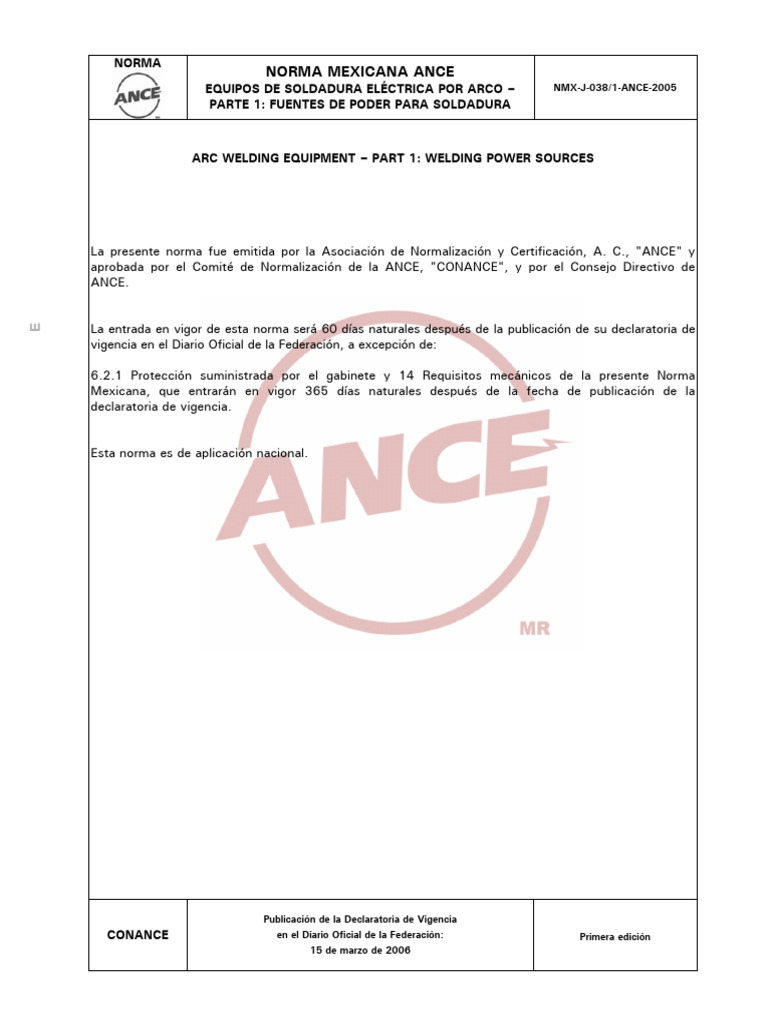 NMX J 038 1 Ance 2005 | PDF | Aislador (Electricidad) | Ingenieria Eléctrica