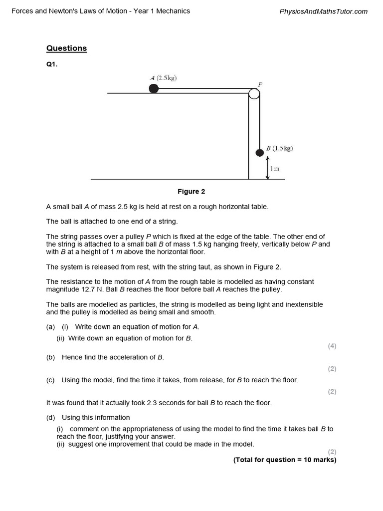 downloadMathsA LevelMechanicsForces and Newtons Laws 1edexcel Set BForces20and20New | PDF ...