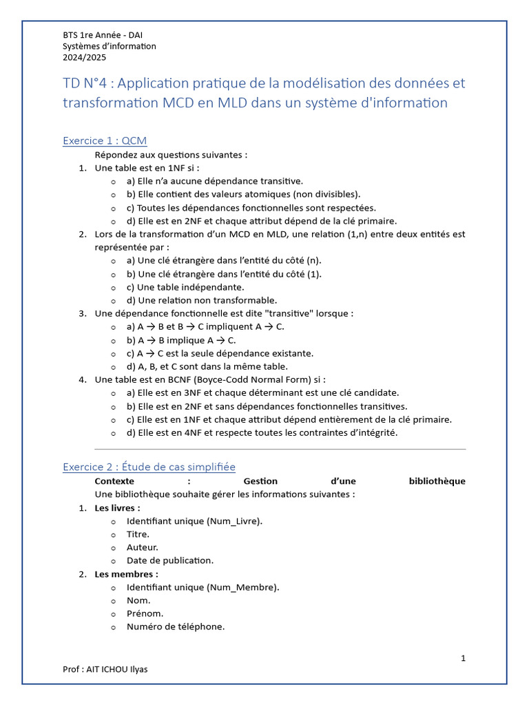 Modélisation de données en systèmes d'information | PDF